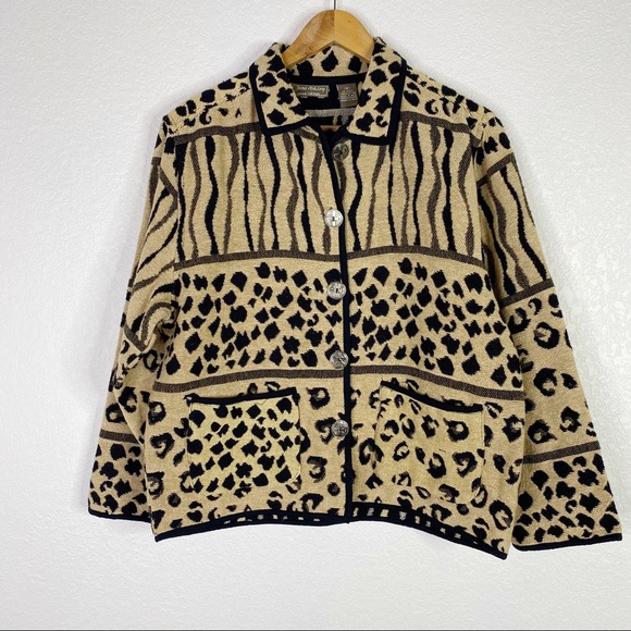 Jane Ashley | Jackets & Coats | Vintage Jane Ashley Leopard Zebra Knit ...